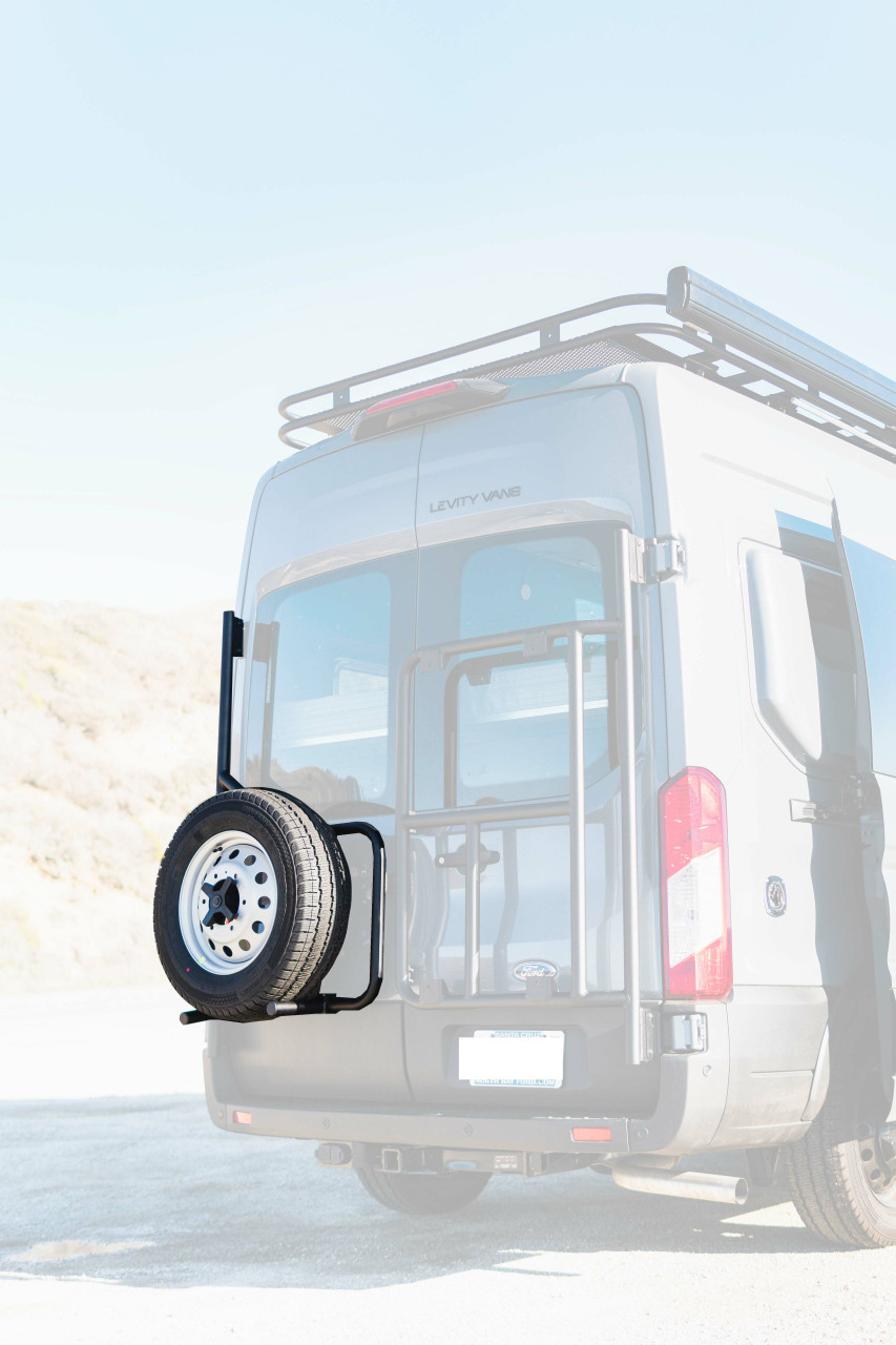 Ford Transit Driver Side Rear Door Box/Tire Rack | 2015-2025 | Aluminess